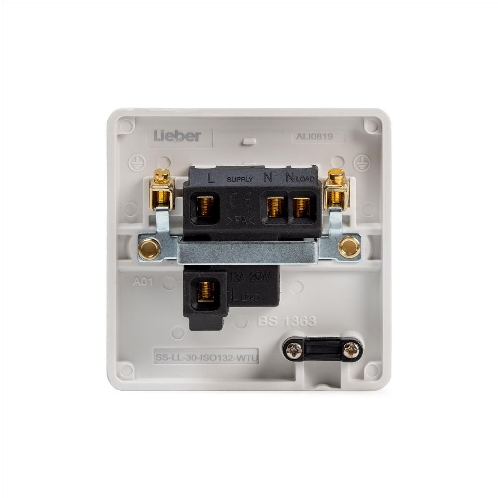Lieber Silk White 13A Unswitched Connection Unit Flex Outlet - Curved ...