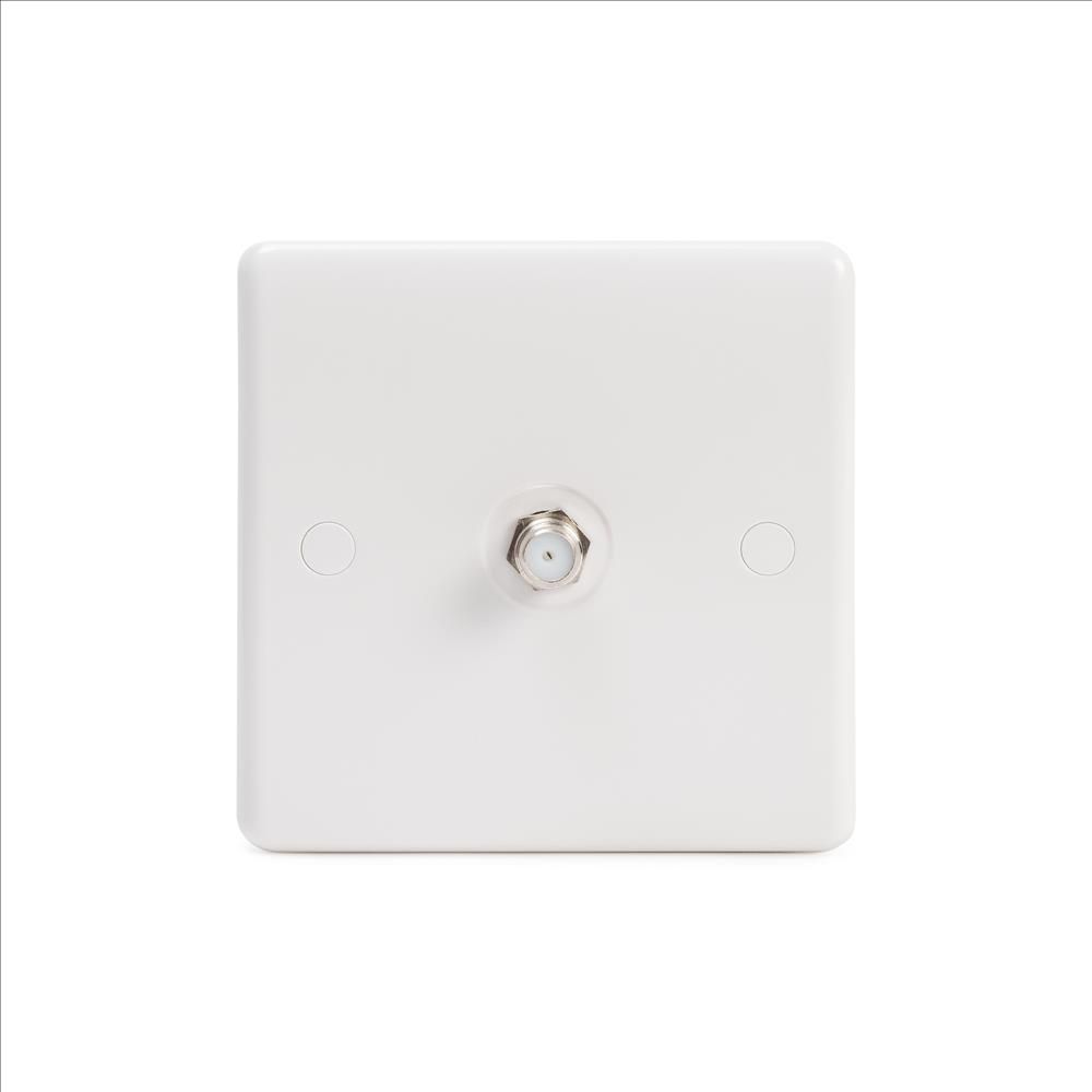 Lieber Silk White 1 Gang Satellite Socket - Curved Edge - Elesi Lieber Silk White 1 Gang Satellite Socket - Curved Edge - Elesi