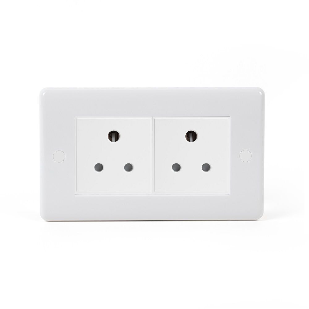 Lieber Silk White 2 Gang 5 Amp Socket - Curved Edge - Elesi Lieber Silk White 2 Gang 5 Amp Socket - Curved Edge - Elesi