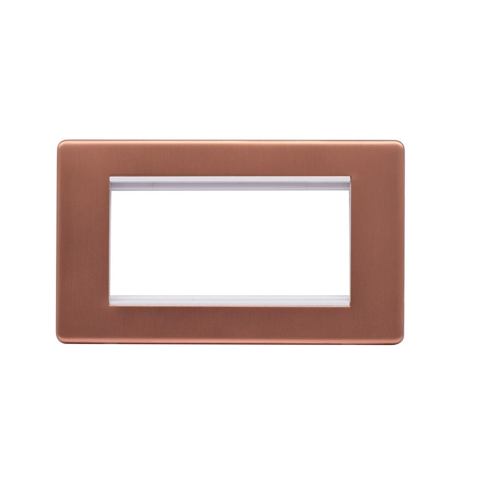 Lieber Brushed Copper Double Data Plate 4 Modules - White Insert ...