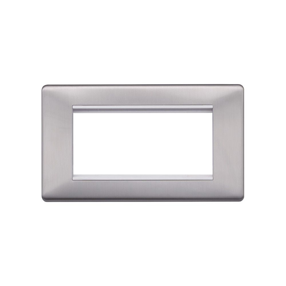 Lieber Brushed Chrome Double Data Plate 4 Modules - White Insert ...