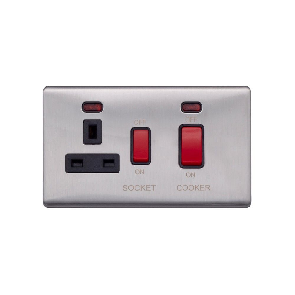 Lieber Brushed Chrome 45A Cooker Control Unit + Neon-Black Insert ...