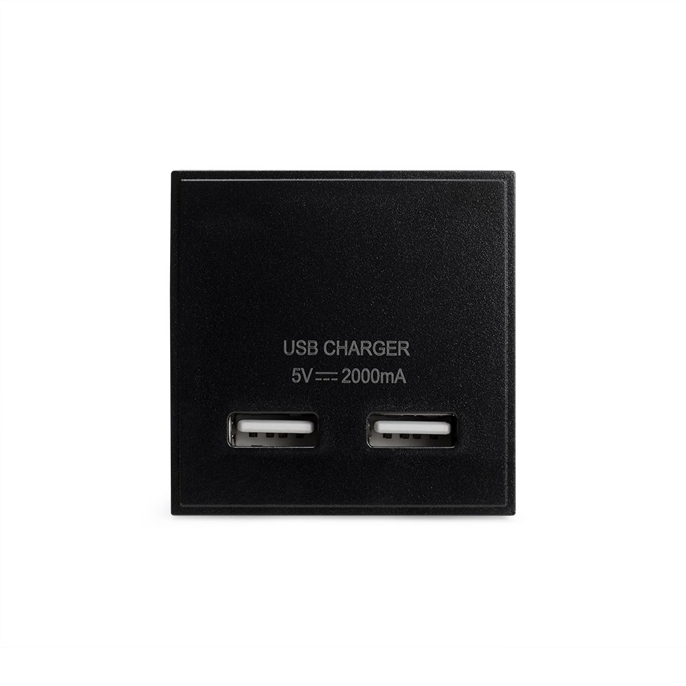 Soho Lighting Black USB Charger 2 Gang EM-Euro Module - Elesi