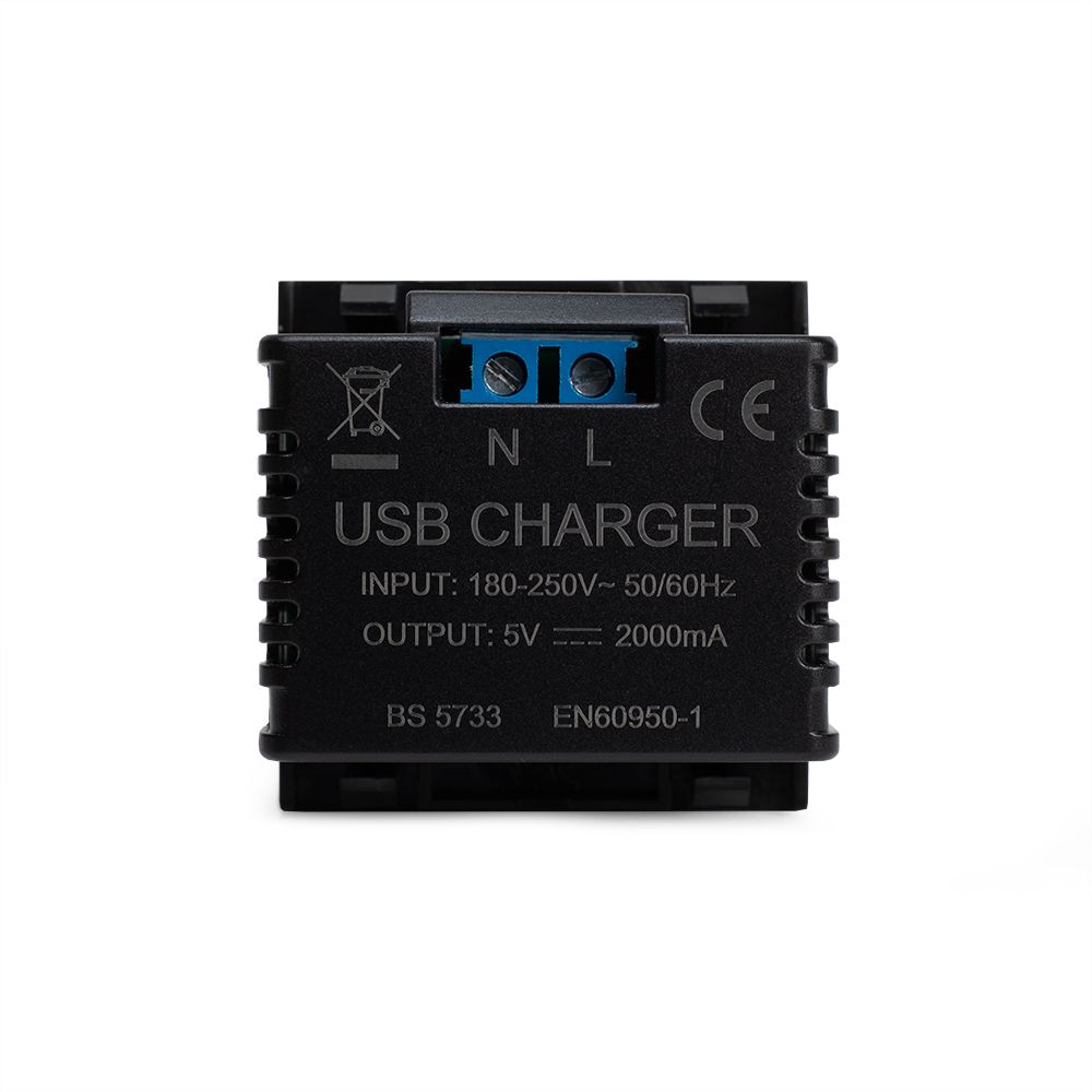 Soho Lighting Black USB Charger 2 Gang EM-Euro Module - Elesi