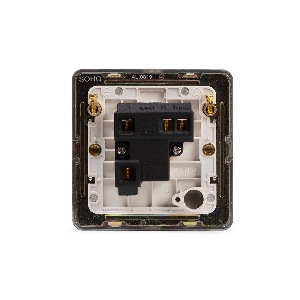 Soho Lighting Brushed Chrome Flat Plate 13A Unswitched Fuse Connection ...