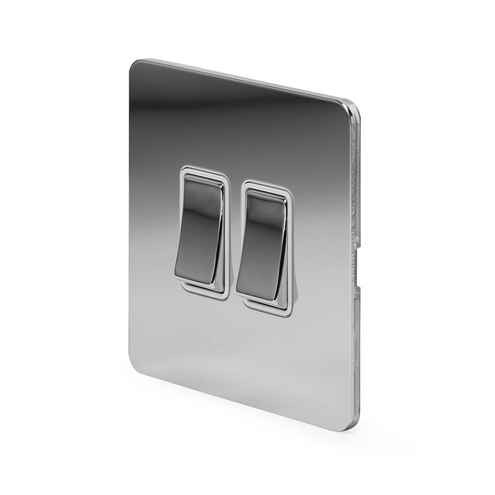 The Finsbury Collection Flat Plate Bright Chrome 10A 2 Gang 2 Way ...