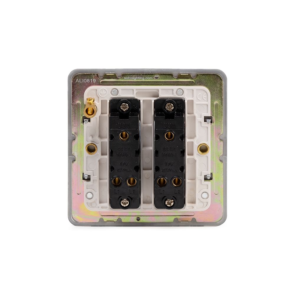 White Metal 2 Gang Light Switch | 10A 2 Way Double Switch - Elesi