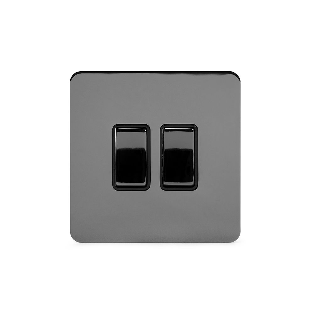 Soho Lighting Black Nickel Flat Plate 2 Gang Intermediate Switch Blk ...