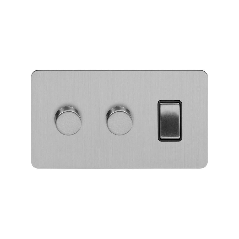 Soho Lighting Brushed Chrome Flat Plate 3 Gang Light Switch with 2 ...