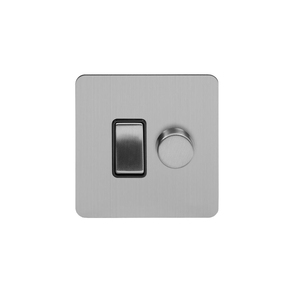 Soho Lighting Brushed Chrome Flat Plate Dimmer and Rocker Switch Combo ...