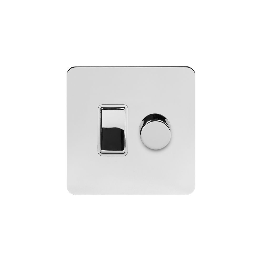 Soho Lighting Polished Chrome Flat Plate Dimmer and Rocker Switch Combo ...
