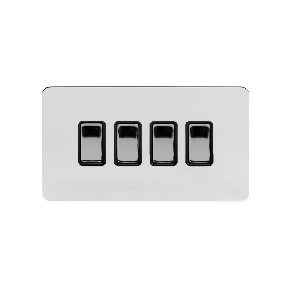 Soho Lighting Polished Chrome Flat Plate 4 Gang Switch With 1 ...