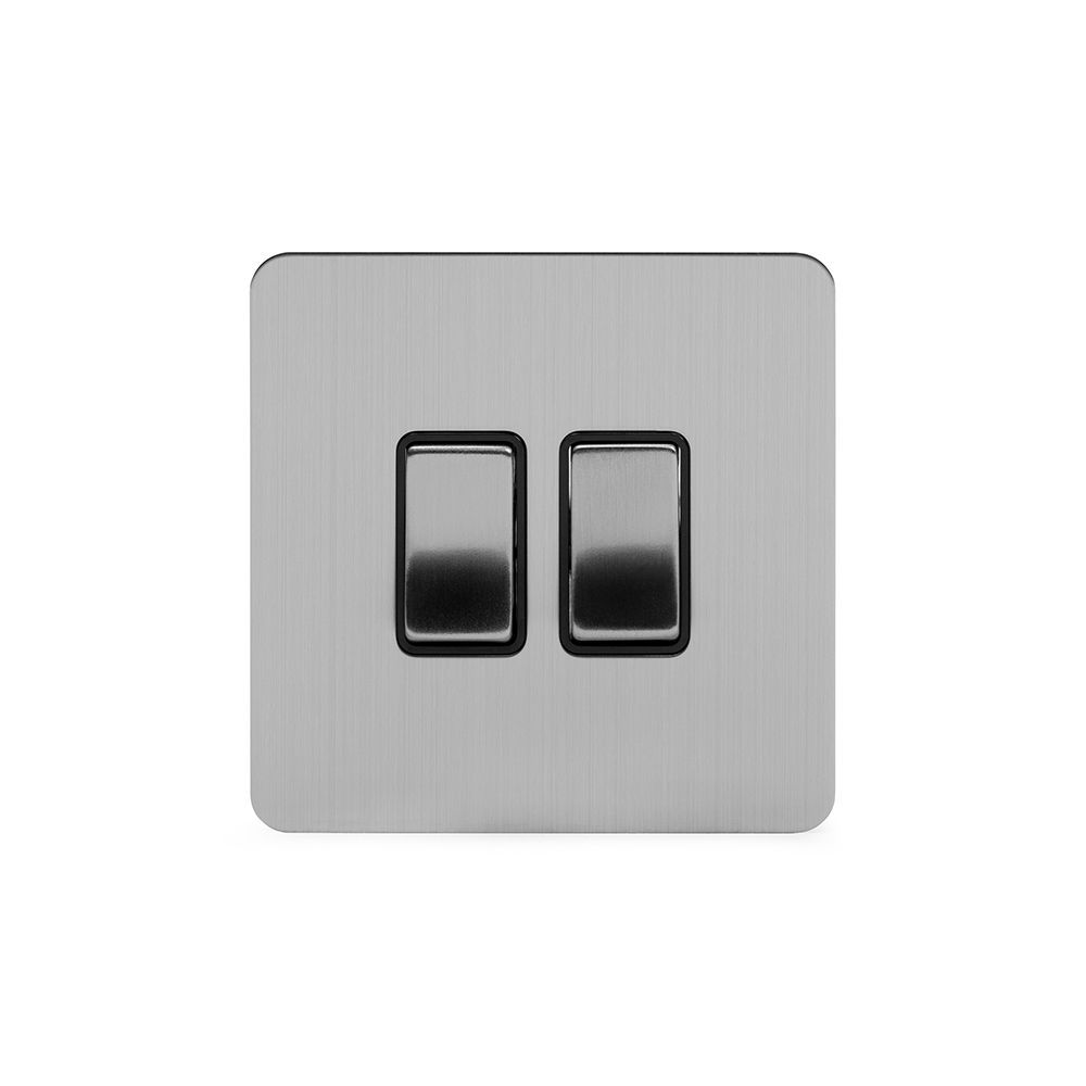 Soho Lighting Brushed Chrome Flat Plate 2 Gang Switch With 1 ...
