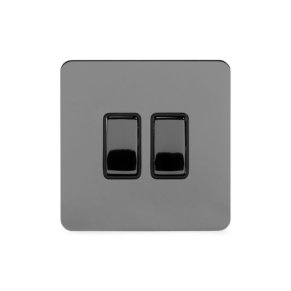 Soho Lighting Black Nickel Flat Plate 2 Gang Retractive Switch Blk Ins ...