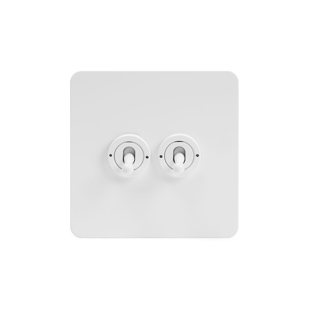Soho Lighting White Metal Flat Plate 2 Gang Retractive Toggle Switch ...