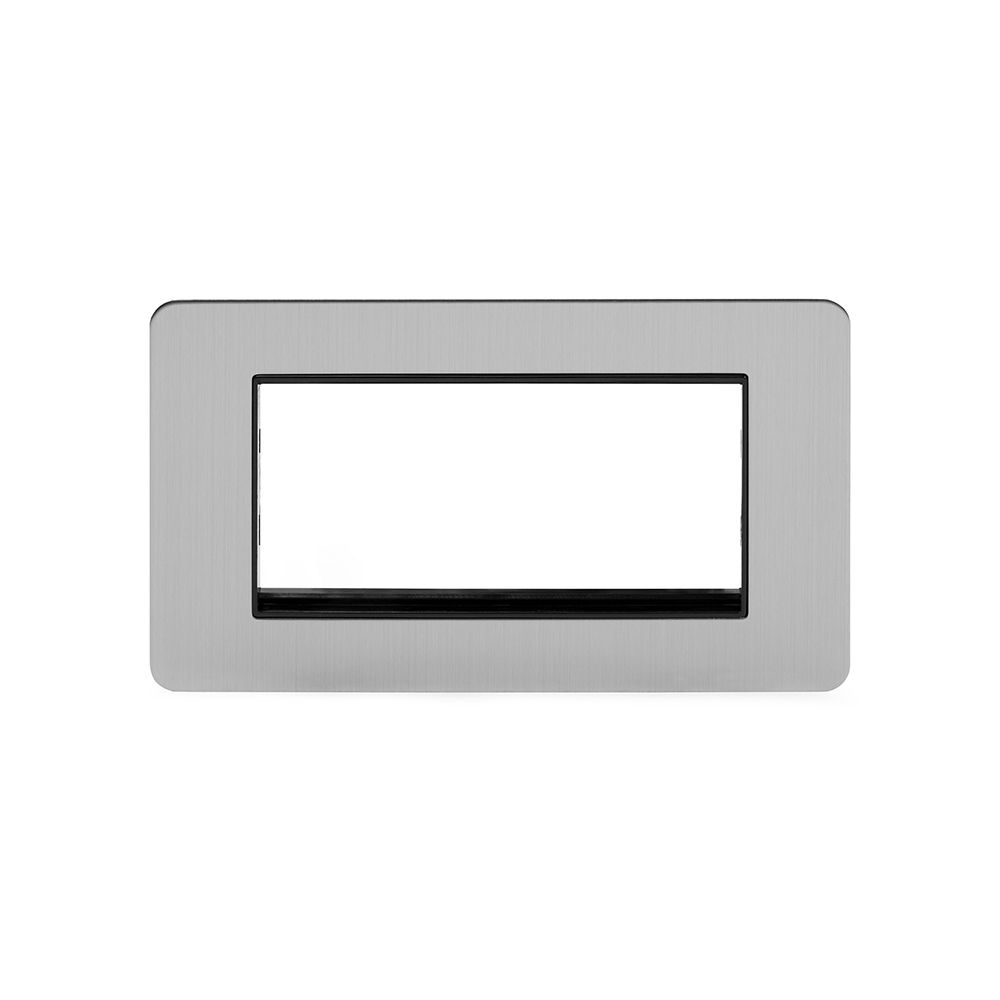 Soho Lighting Brushed Chrome Flat Plate Double Data Plate 4 Modules Blk ...