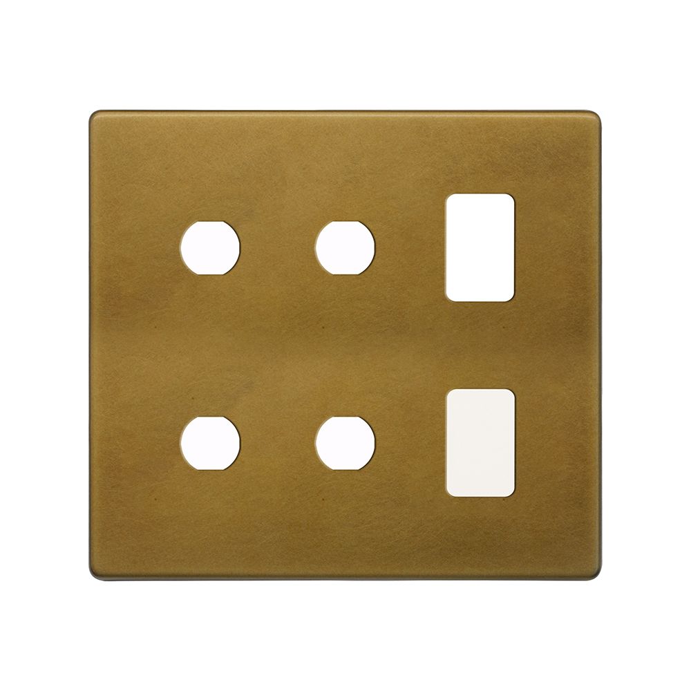 Soho Lighting Old Brass 6 Gang 2RM+4CM Dual Module Grid Switch Plate ...