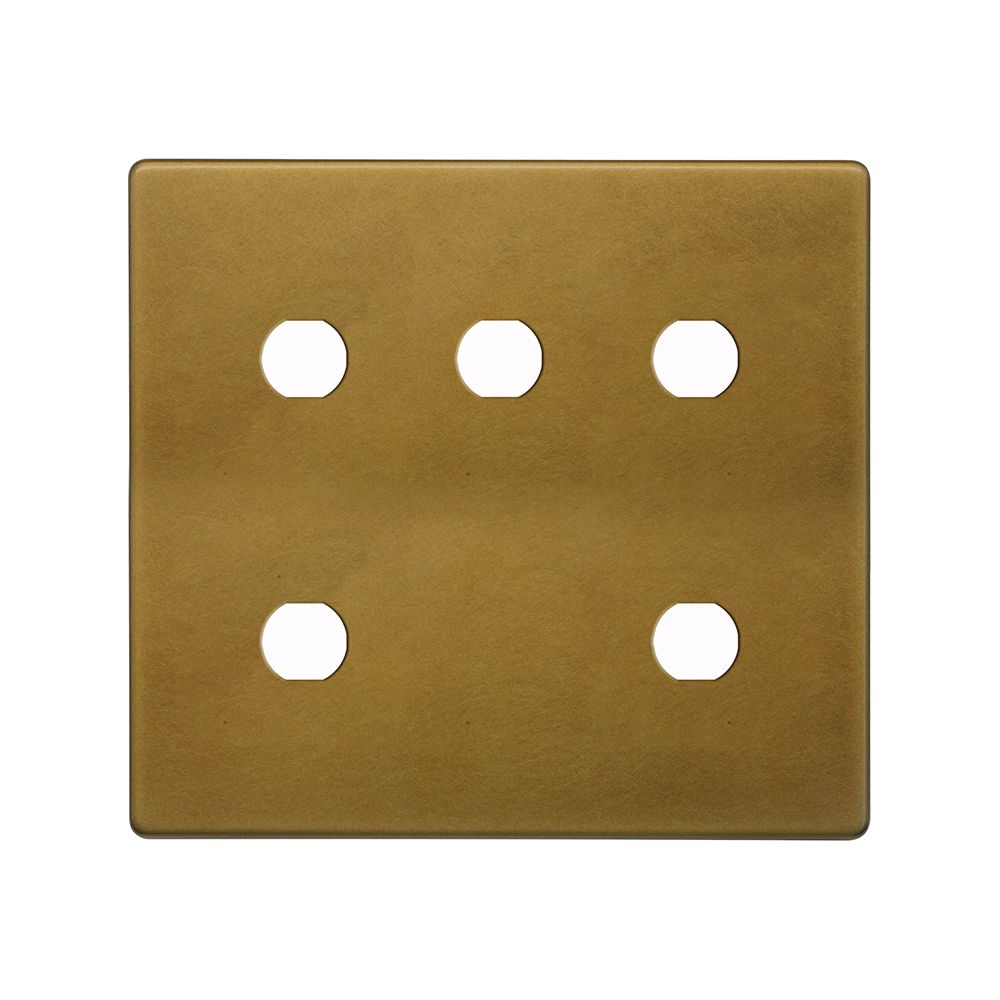 Soho Lighting Old Brass 5 Gang CM Circular Module Grid Switch Plate - Elesi