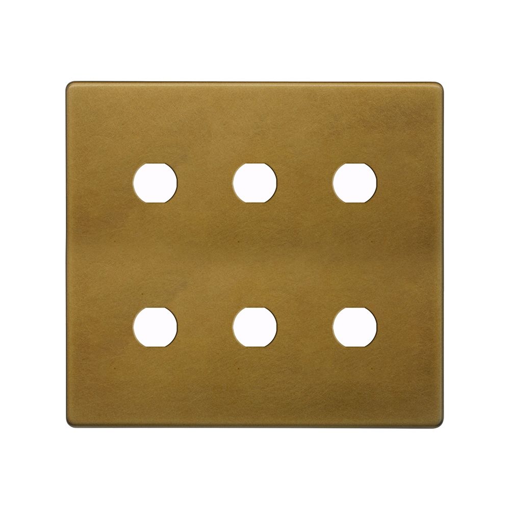 Soho Lighting Old Brass 6 Gang CM Circular Module Grid Switch Plate - Elesi