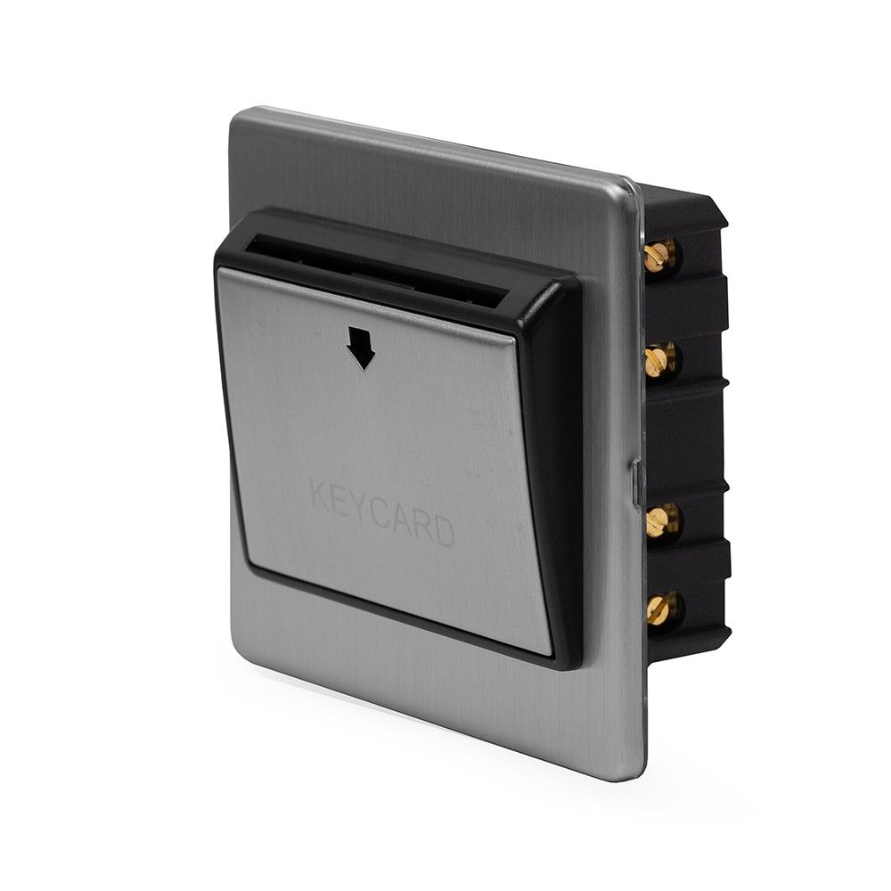 Soho Lighting Brushed Chrome 32A Key Card Switch With Black Insert - Elesi