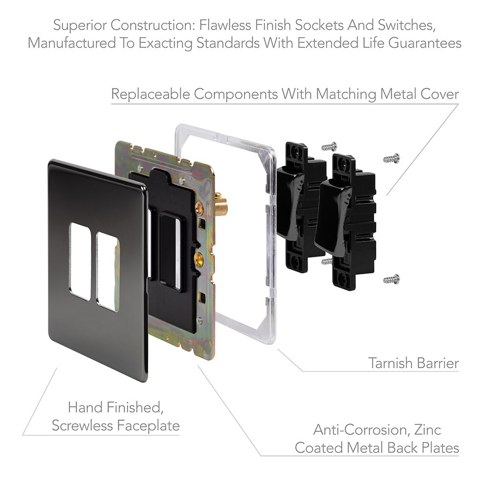 Black Nickel Fused Switch | 13A Switched Fuse Connection Unit with ...