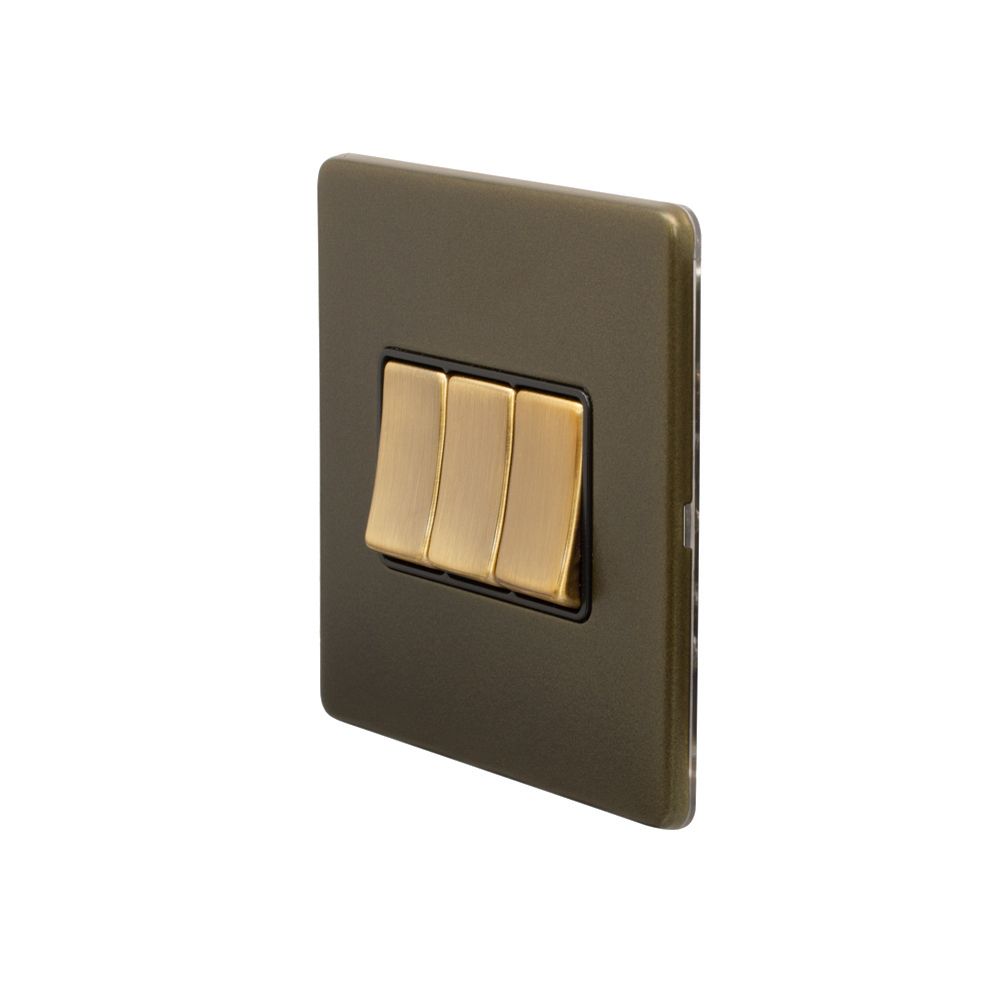 Soho Lighting Bronze 10A 3 Gang Intermediate Switch Black Inserts ...