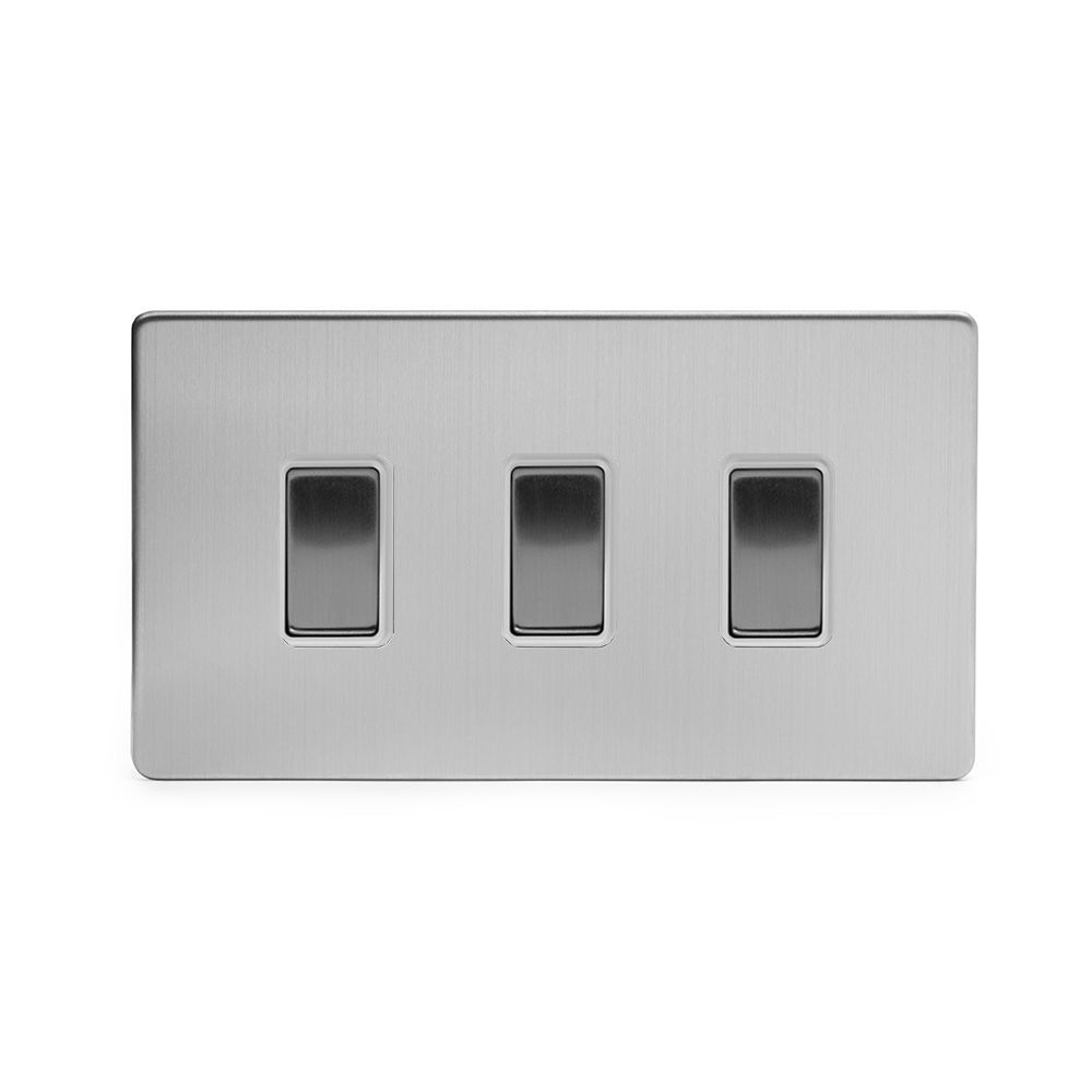 Soho Lighting Brushed Chrome 3 Gang Switch With 1 Intermediate (2 x 2 ...
