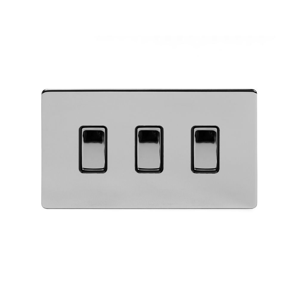 Soho Lighting Polished Chrome 3 Gang Switch With 1 Intermediate (2 x 2 ...