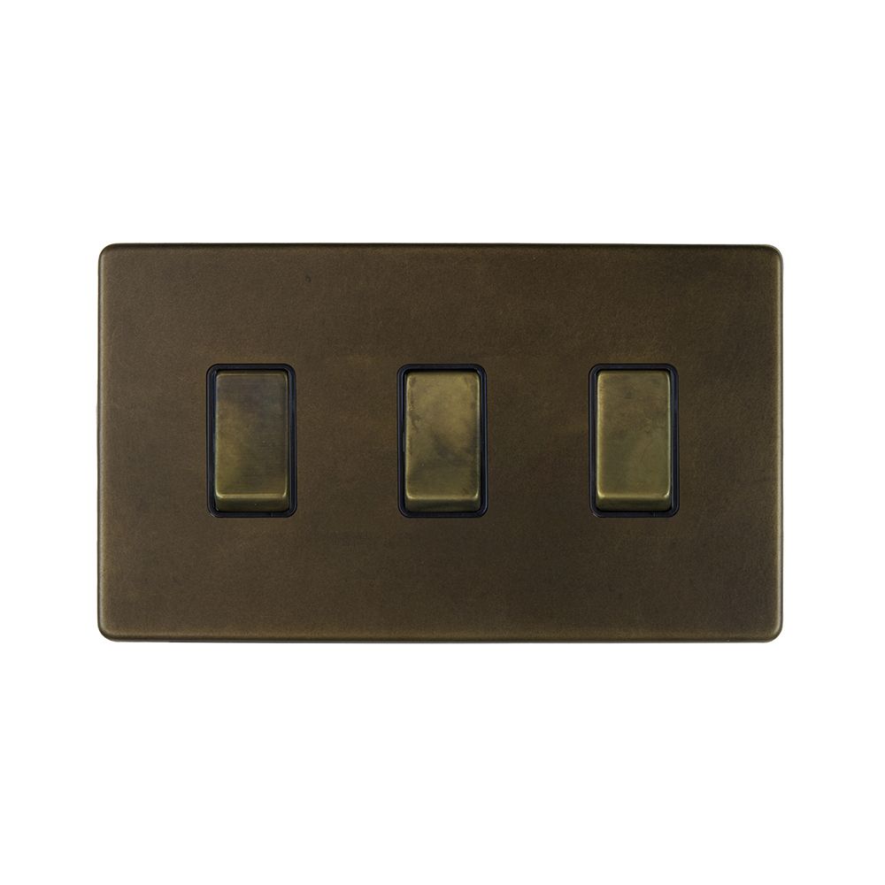 Soho Lighting Vintage Brass 3 Gang Switch With 1 Intermediate (2 x 2 ...