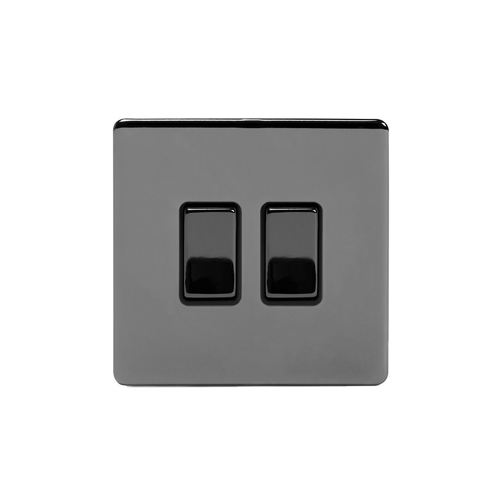 Soho Lighting Black Nickel 2 Gang Intermediate & 2 Way Switch Screwless ...