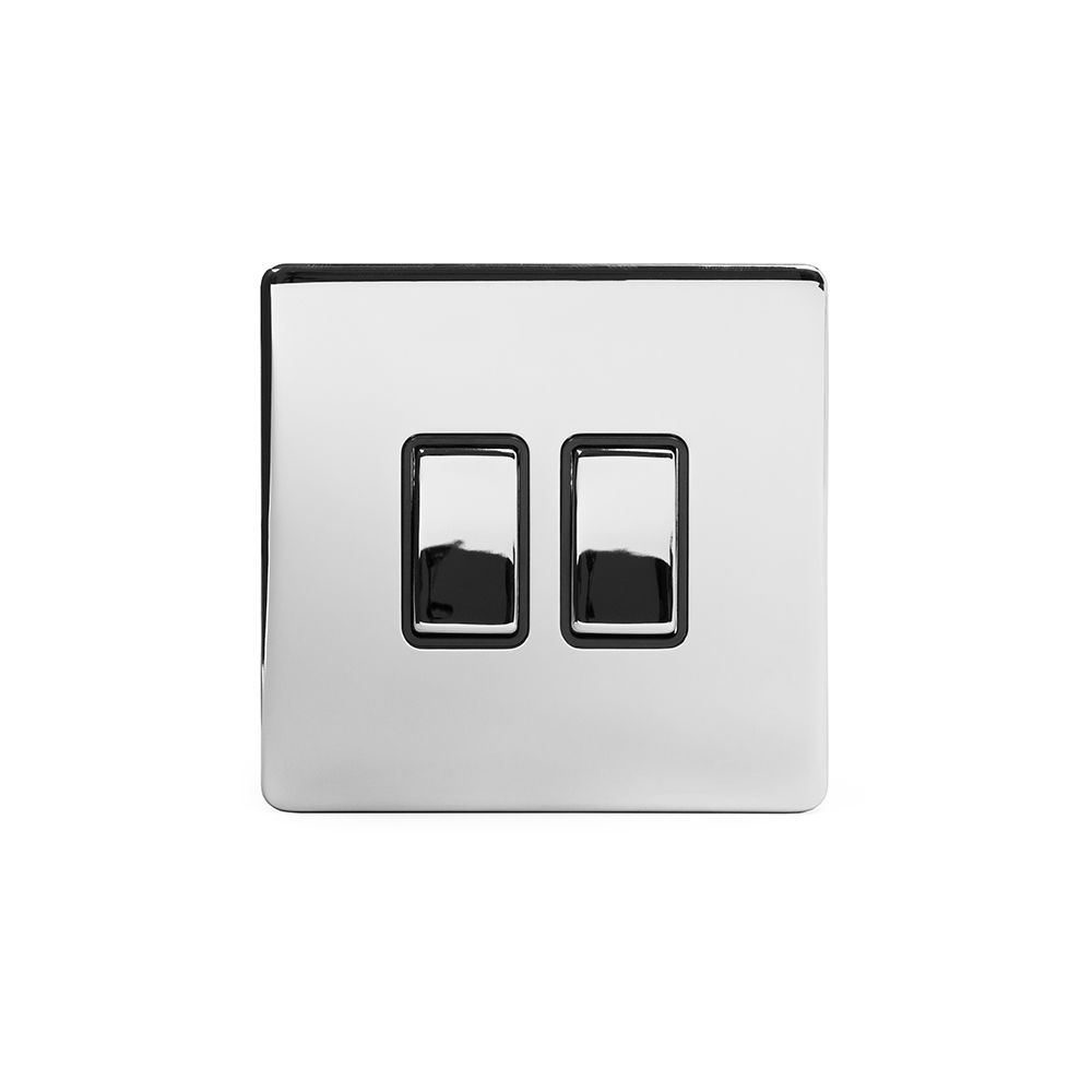 Soho Lighting Polished Chrome 2 Gang Retractive Switch Blk Ins ...