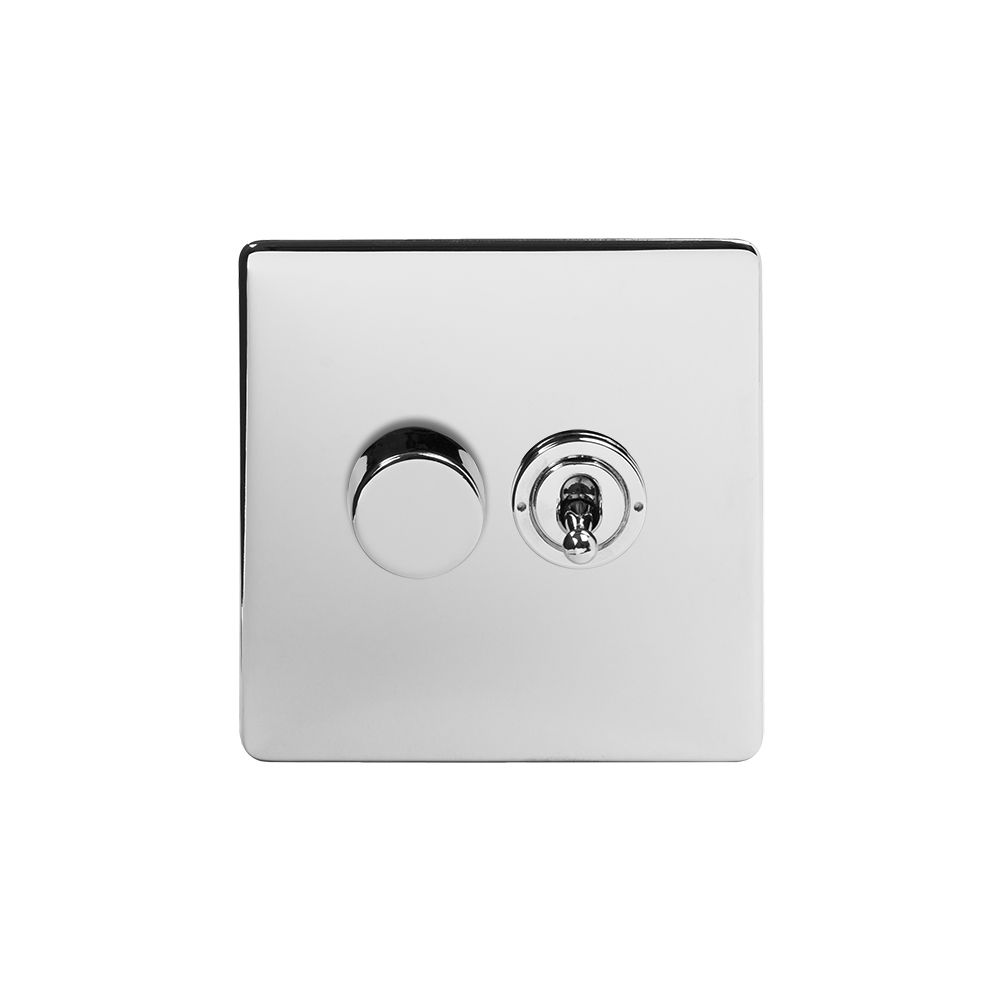 Polished Chrome Dimmer and Switch on same plate | Dimmer and Toggle ...