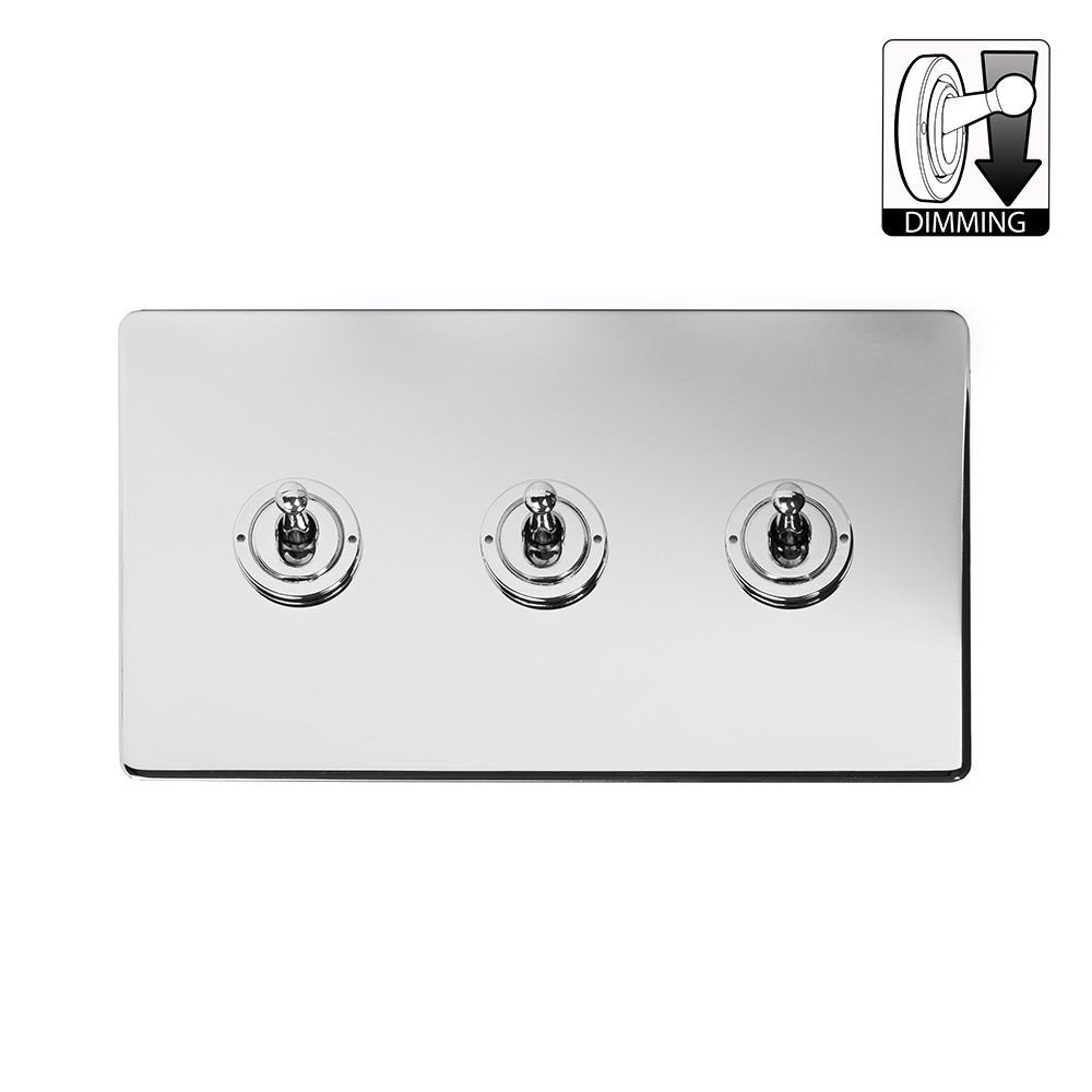 Soho Lighting Polished Chrome 3 Gang Dimming Toggle Switch - Elesi