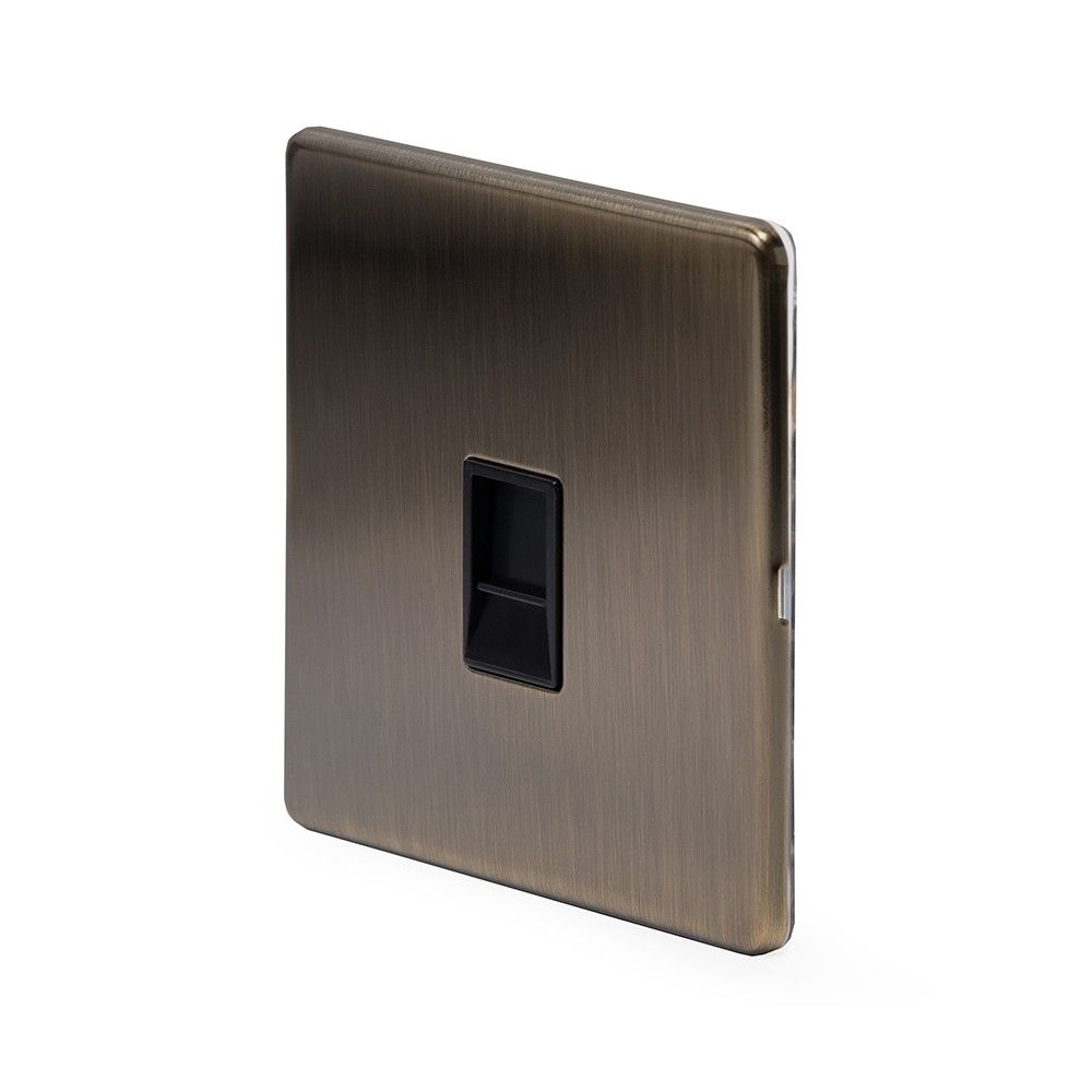 Soho Lighting Antique Brass 1 Gang Data Socket RJ45 Ethernet Cat5 Blk ...