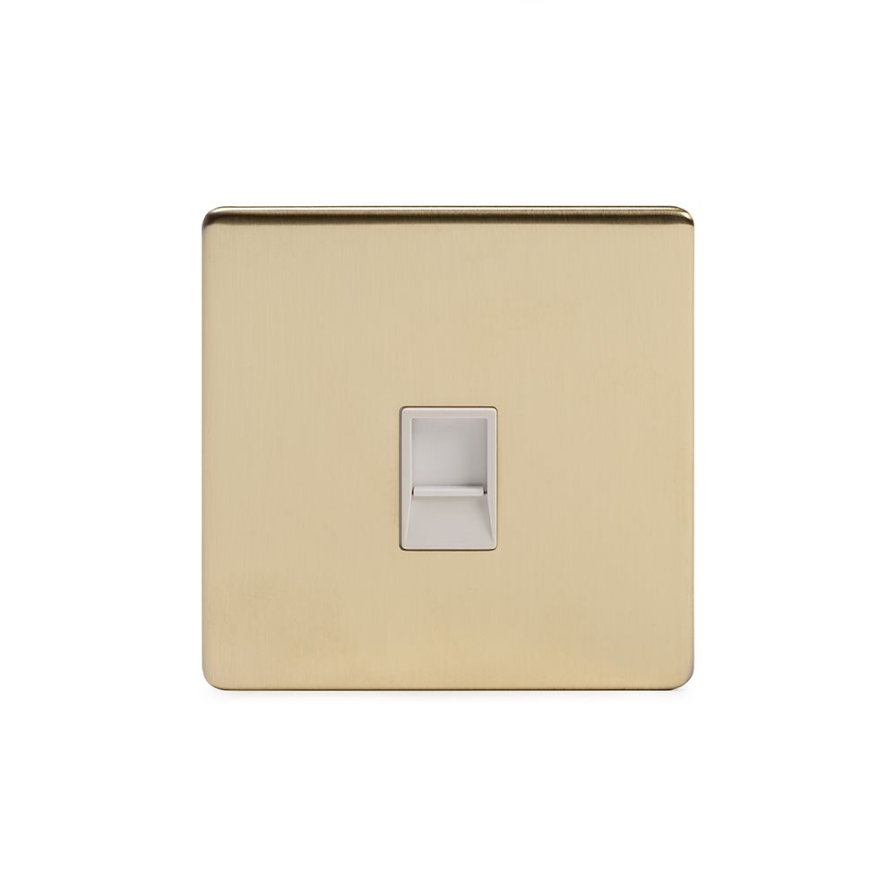 Soho Lighting Brushed Brass 1 Gang Data Socket RJ45 Ethernet Cat5 Wht ...