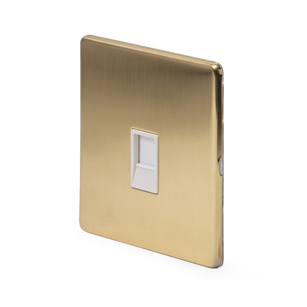 Soho Lighting Brushed Brass 1 Gang Data Socket RJ45 Ethernet Cat5 Wht ...