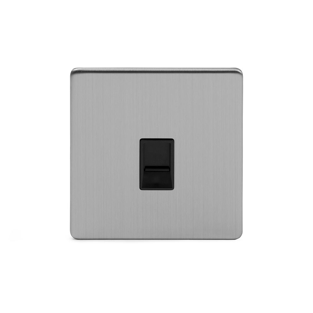 Soho Lighting Brushed Chrome 1 Gang Data Socket RJ45 Ethernet Cat5 Blk ...