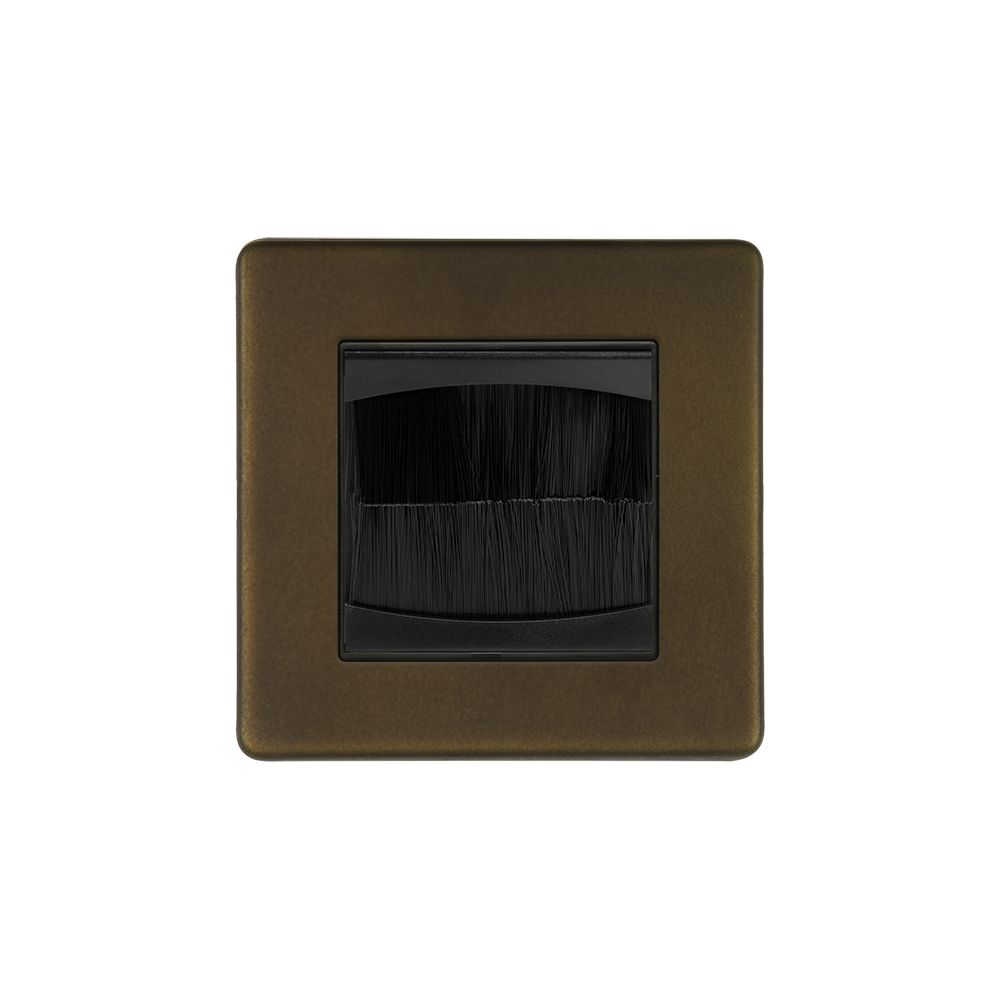 Soho Lighting Vintage Brass 1 Gang 2 Module Brush Plate - Elesi