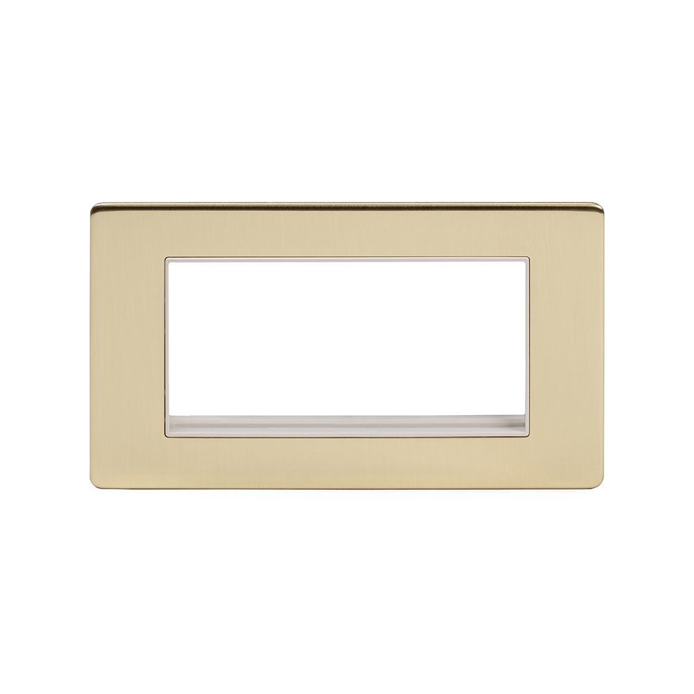 Soho Lighting Brushed Brass Double Data Plate 4 Modules Wht Ins ...