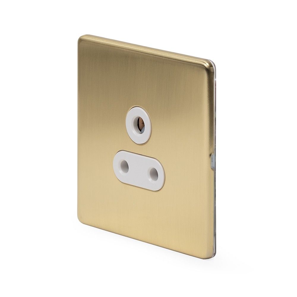Soho Lighting Brushed Brass & White 5 Amp Socket | Brushed Brass ...