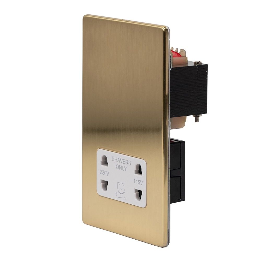 Soho Lighting Brushed Brass Shaver Socket / Toothbrush Socket 230/115V ...