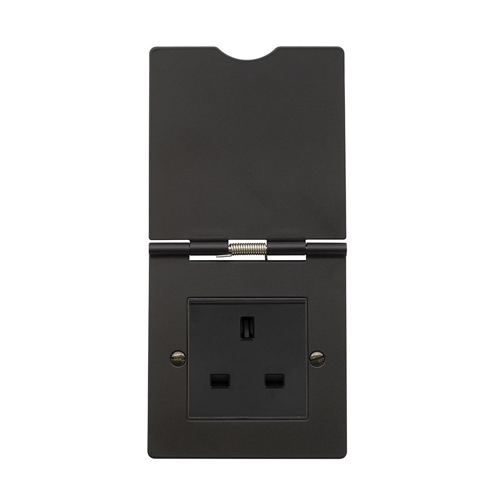 Soho Lighting Matt Black 13 Amp 1 Gang Euromod Floor Socket - Elesi