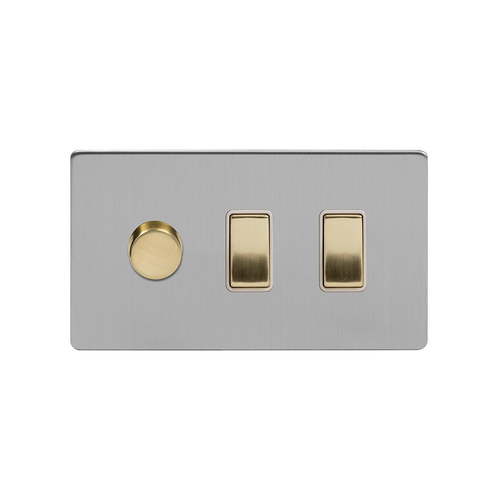 Soho Fusion Brushed Chrome & Brushed Brass 3 Gang Light Switch with 1 ...
