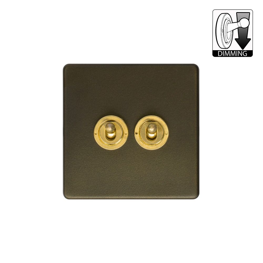 Soho Lighting Fusion Bronze & Brushed Brass 2 Gang Dimming Toggle ...