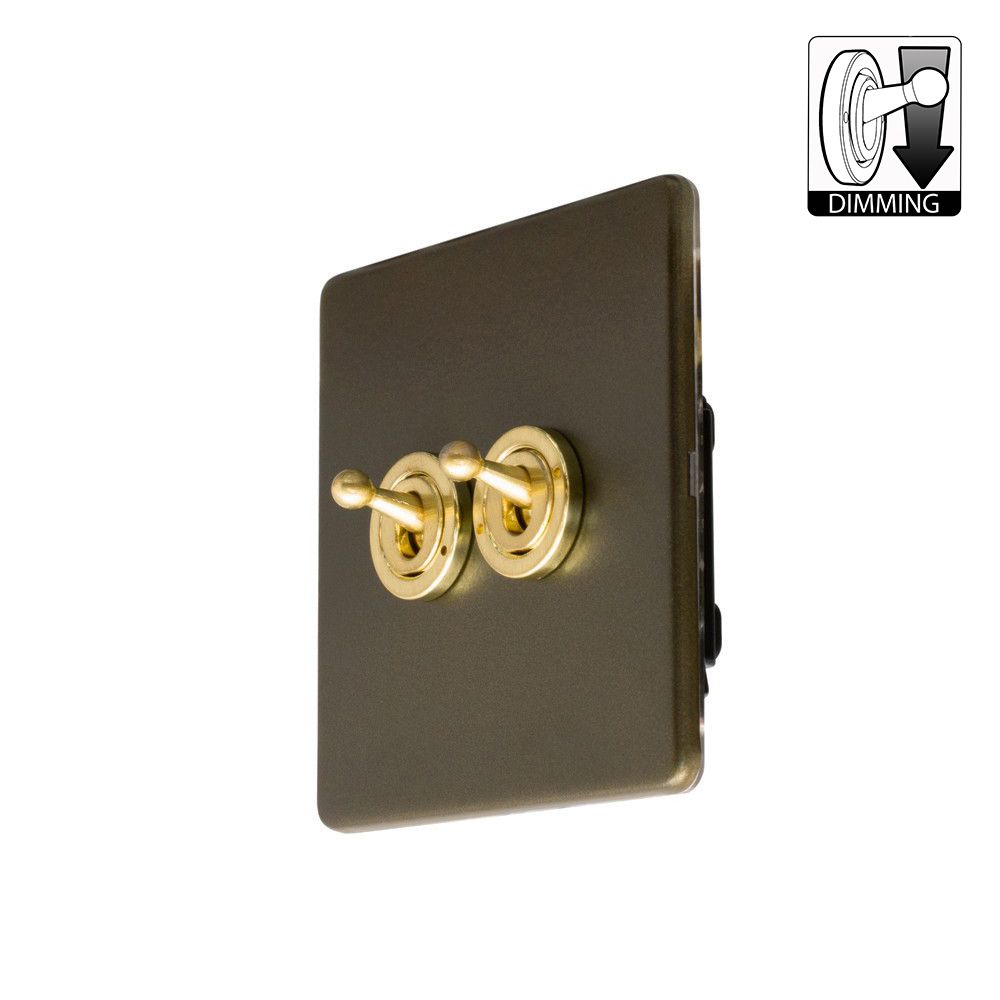 Soho Lighting Fusion Bronze & Brushed Brass 2 Gang Dimming Toggle ...