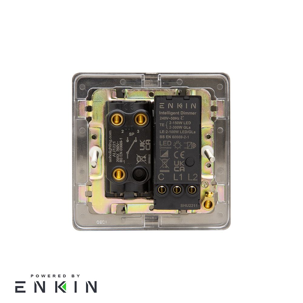 Soho Lighting Matt Black 2 Gang Dimmer and Toggle Switch Combo - Elesi