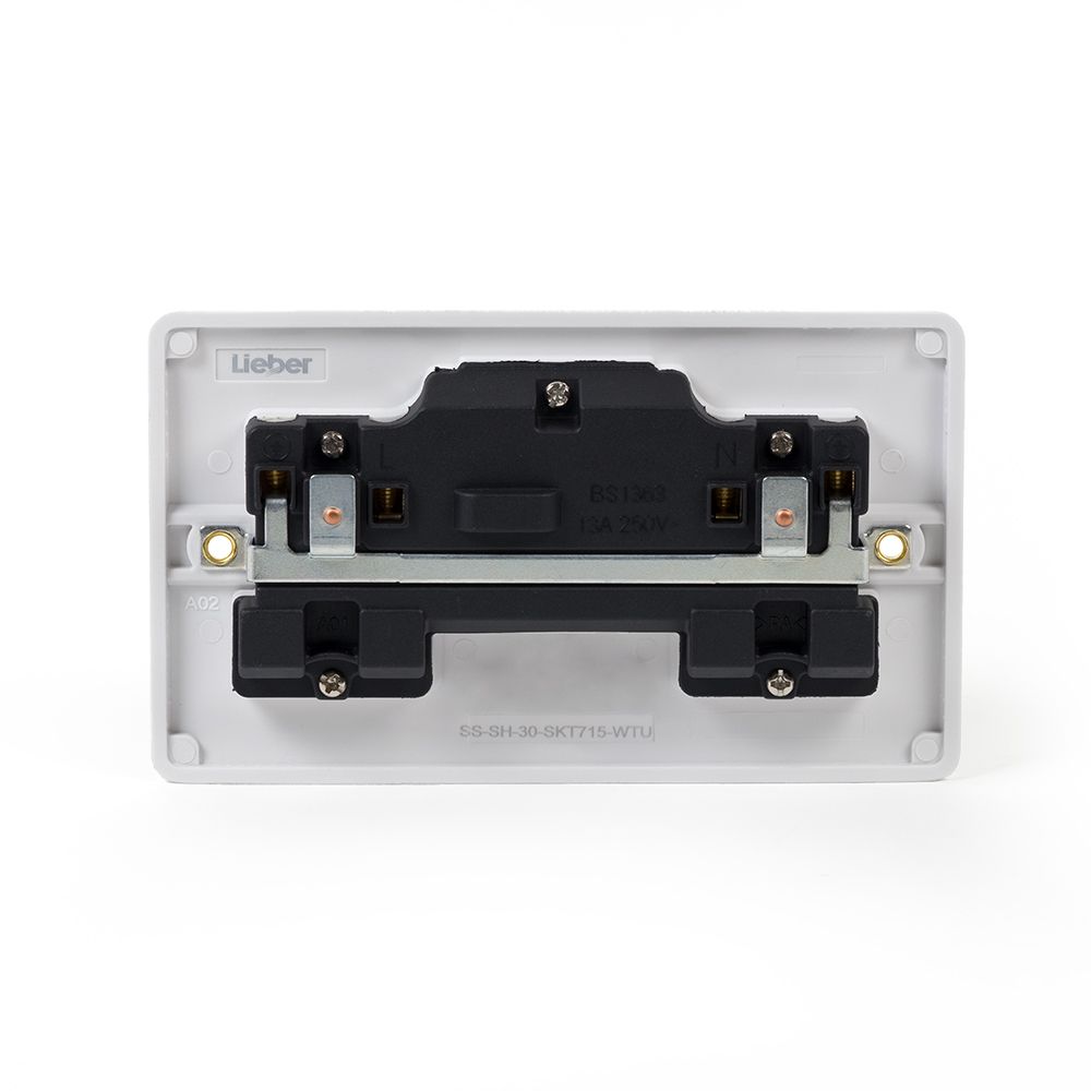 White Double Unswitched Socket | White Plastic 13A 2 Gang double Pole ...