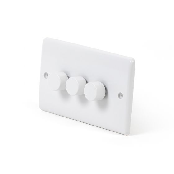 3 Gang Dimmer Switch |White Dimmer Light Switch | White Plastic Dimmer ...