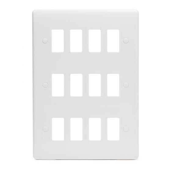 12 Gang Switch Plate | Lieber Silk White 12 Gang Grid Plate - Elesi