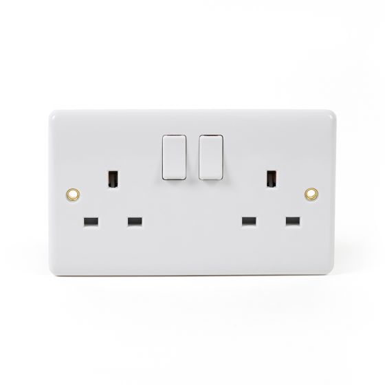 10 Pack White Double Socket | White Plastic 13A 2 Gang double Pole ...